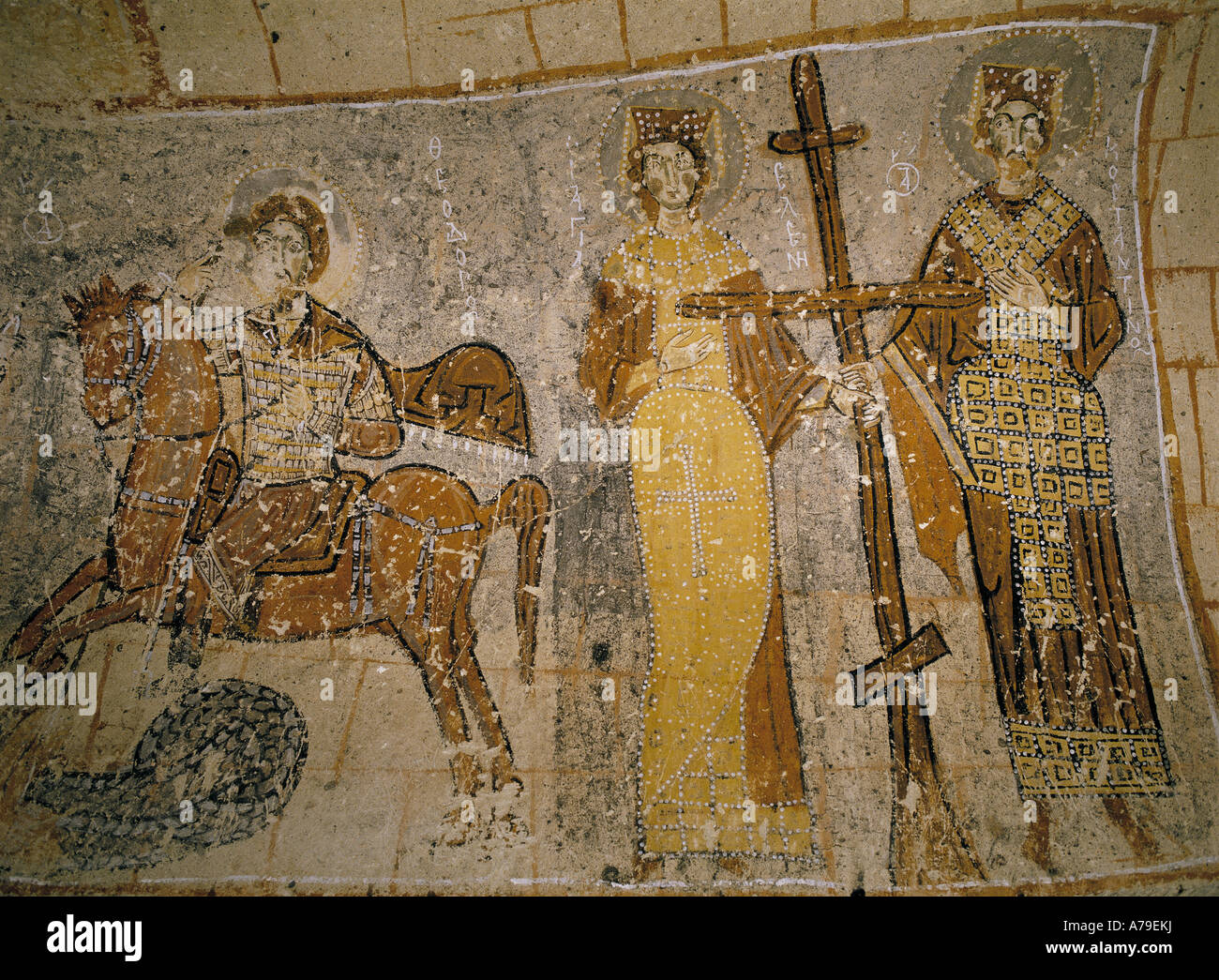 Wall fresco St. George Church Goreme Cappadocia Turkey Stock Photo - Alamy