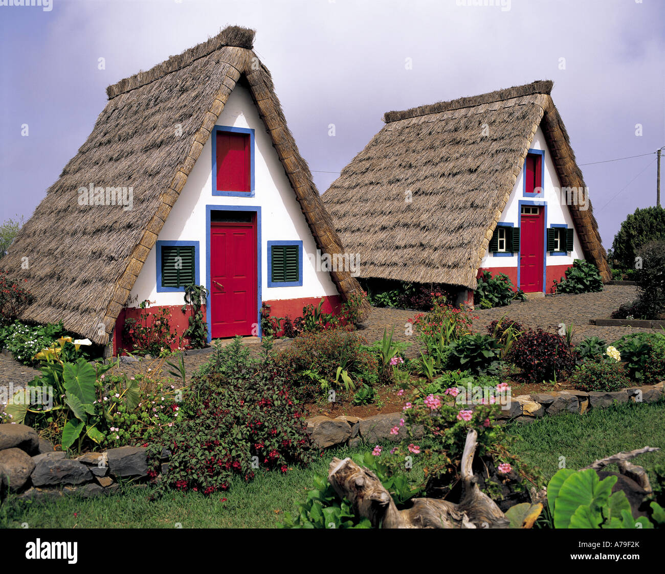 Thatched cottages Santana Madeira Portugal Stock Photo - Alamy