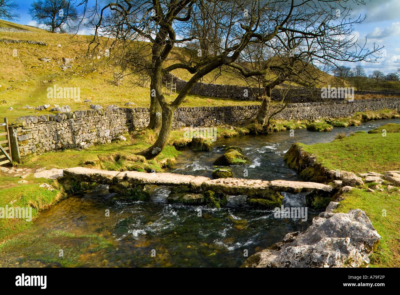 The stream that runs out of Malham Cove, North Yorkshire, England ...