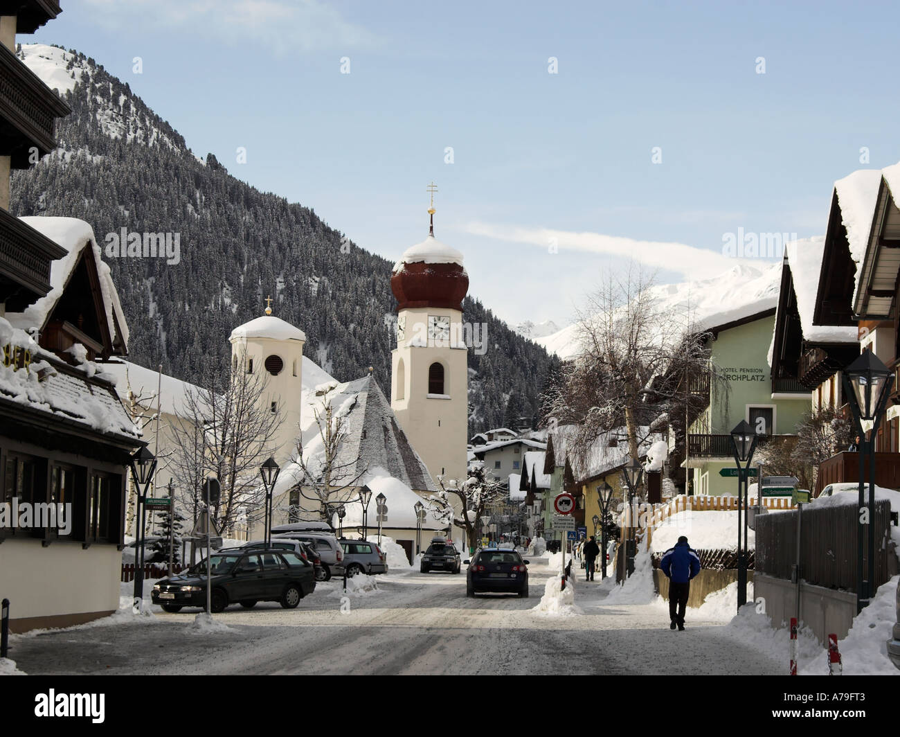 St. Anton church in winter, St. Anton am Arlberg, Tirol, Austria Stock ...
