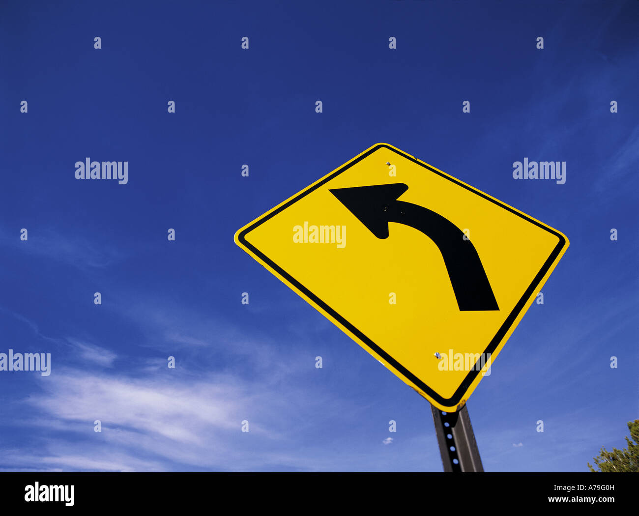 Curve road sign USA Stock Photo - Alamy