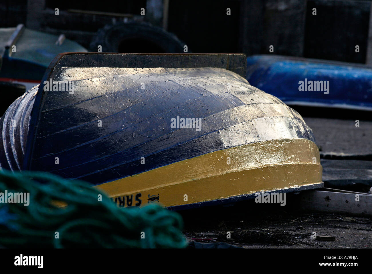 The Dingy Sarah: A freshly painted yellow and blue traditional wooden ...