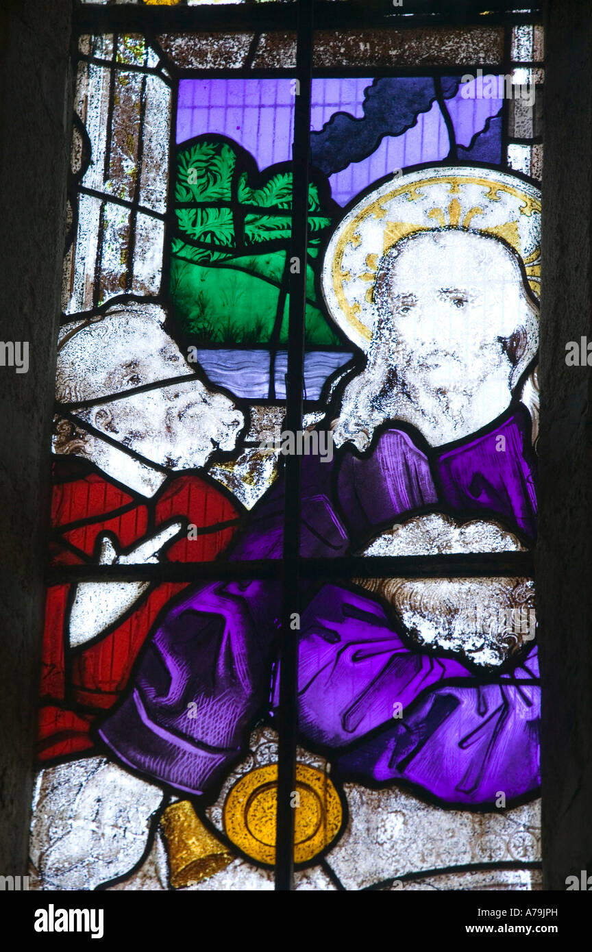 Ancient stained glass in St Neot's Church, Bodmin Moor, cornwall, the ...