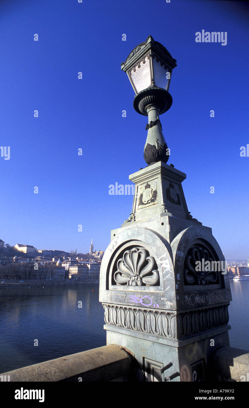 Graffiti obscuring art nouveau lamp post, Budapest, Hungary Stock Photo ...