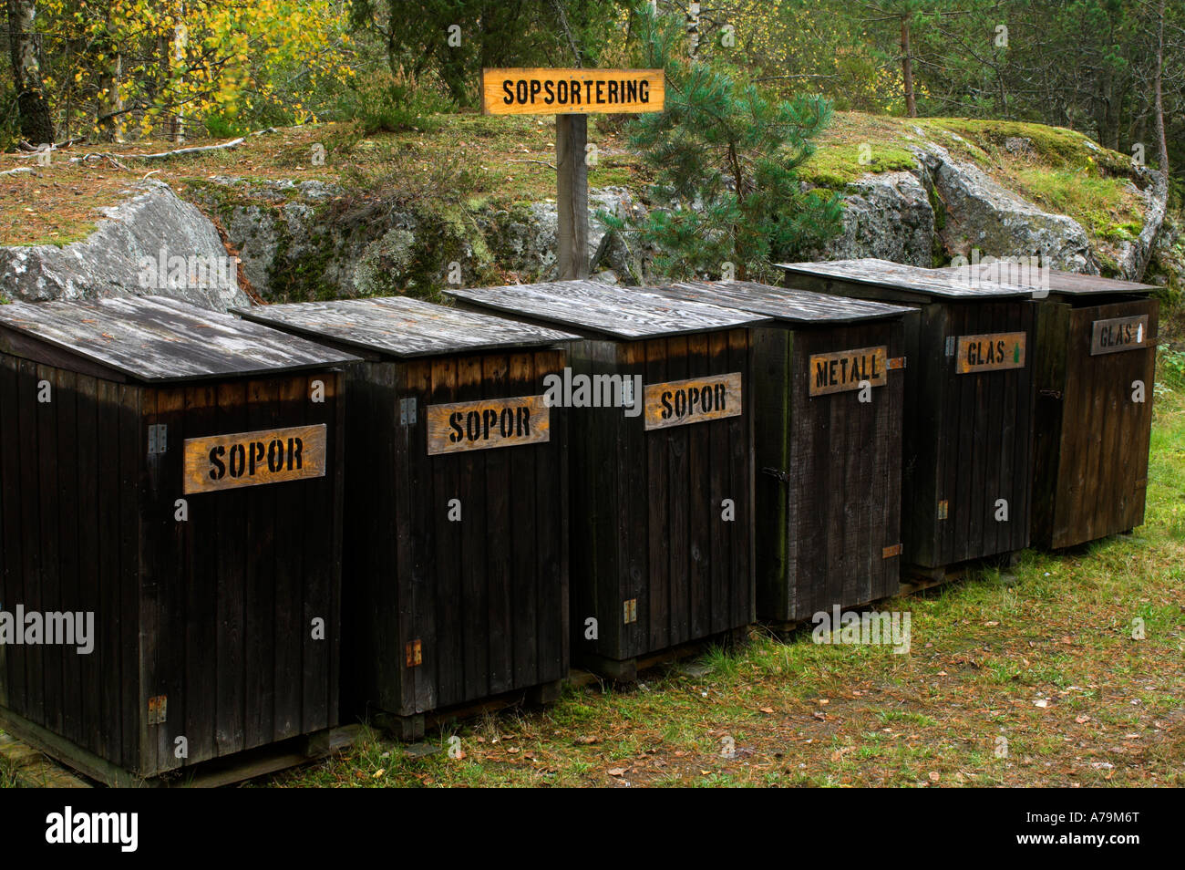 Waste bins for sorting rubbish Stock Photo - Alamy