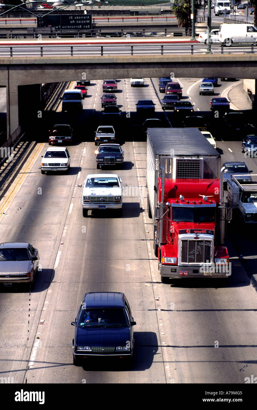 California expressway freeway interstate car cars Stock Photo - Alamy