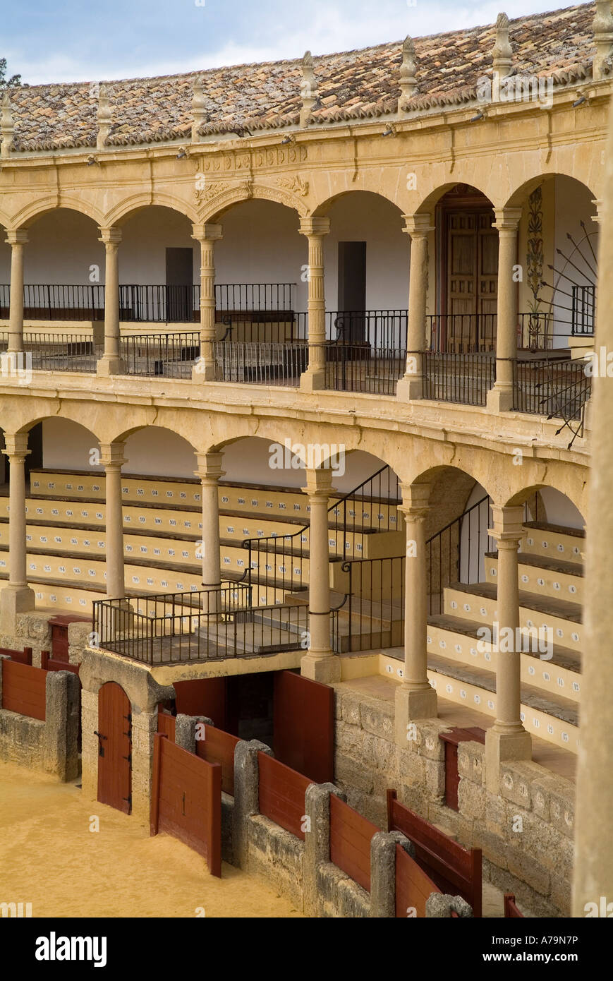dh Bullring RONDA SPAIN Balcony spectators gallery inside bullfighting ...