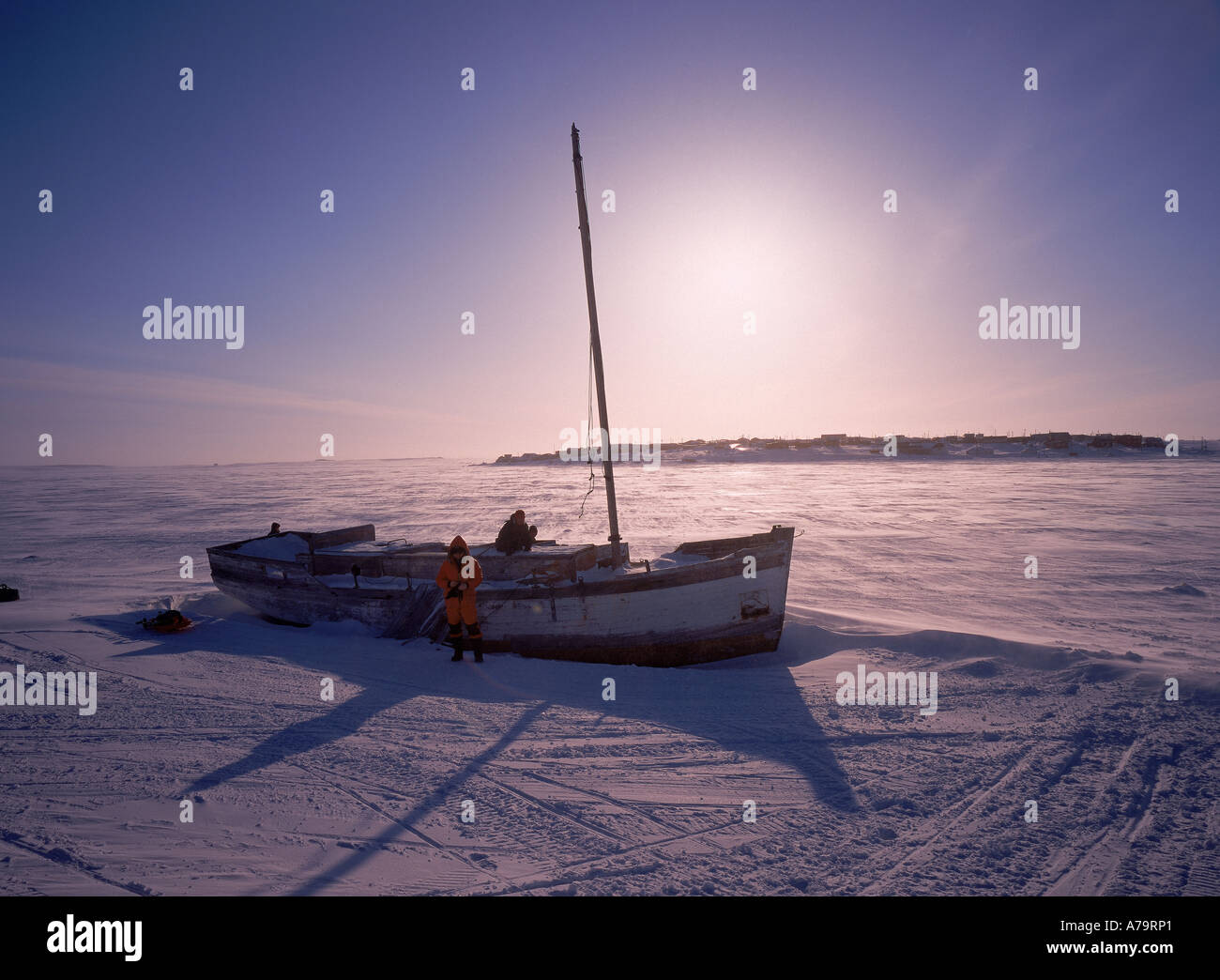 Stranded boat, Cambridge Bay, NWT Canada Stock Photo - Alamy