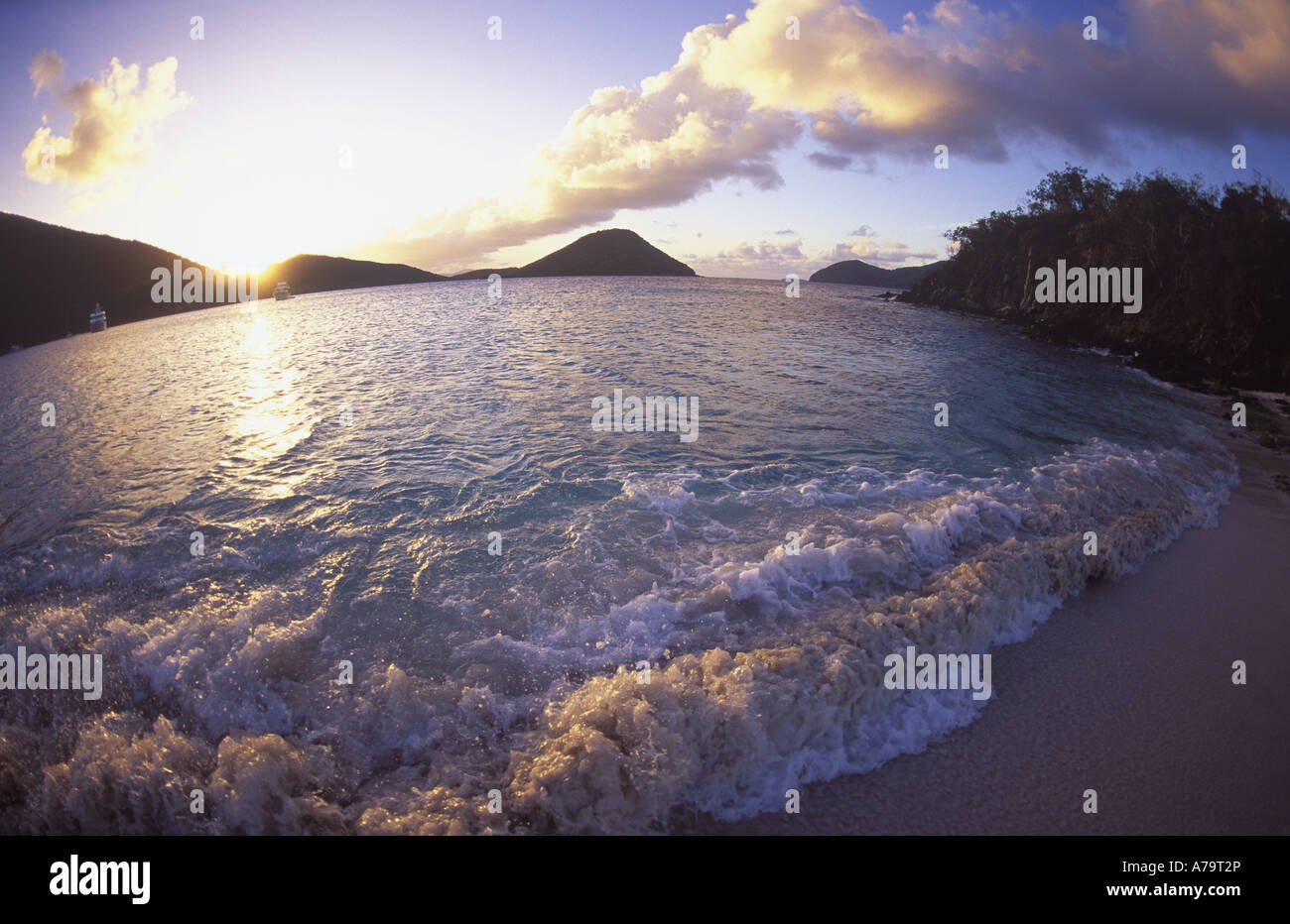 Fish eye photo of sunset Virgin Islands Stock Photo - Alamy