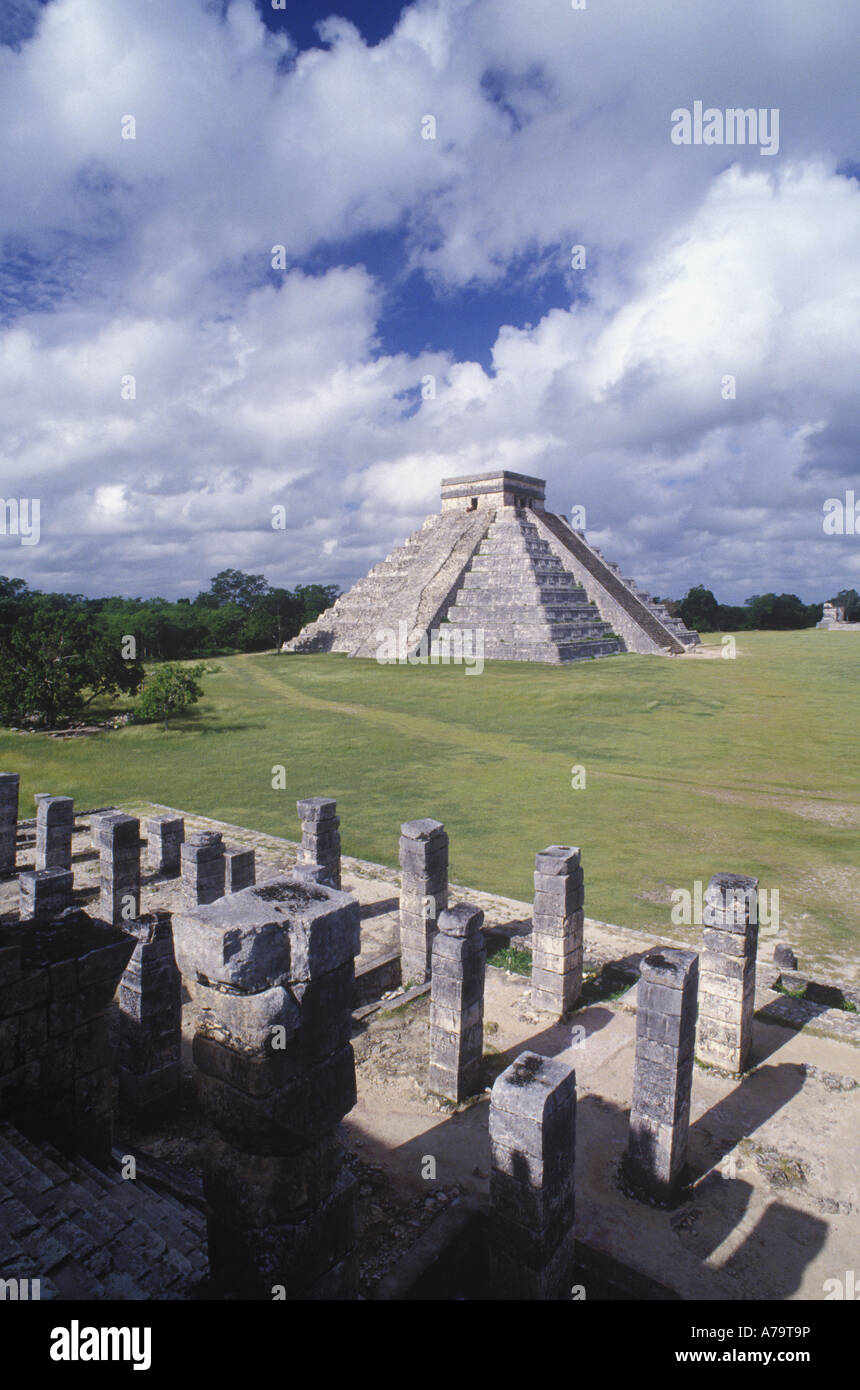 From Chichen Itza, the principal Mayan pyramid El Castillo seen from ...