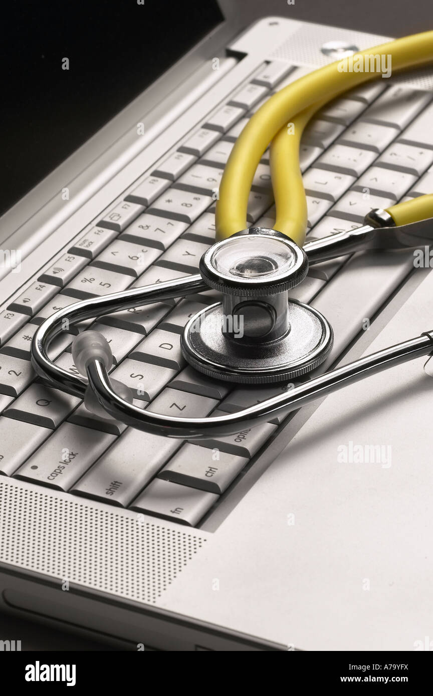 Hospital Doctors Stethoscope On Computer Keyboard Stock Photo - Alamy
