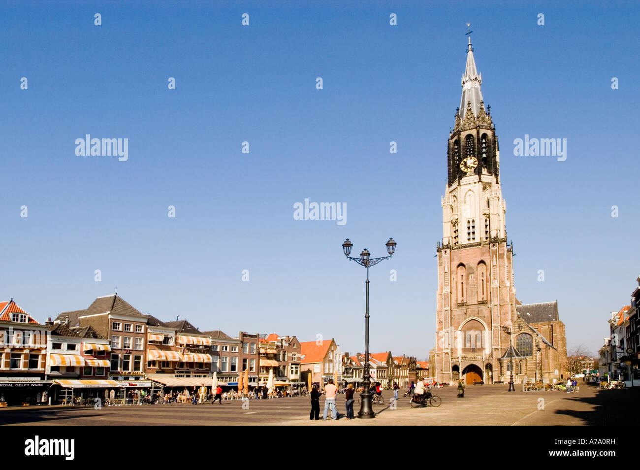 New Church or Nieuwe Kerk and blue sky background Markt Market Square ...