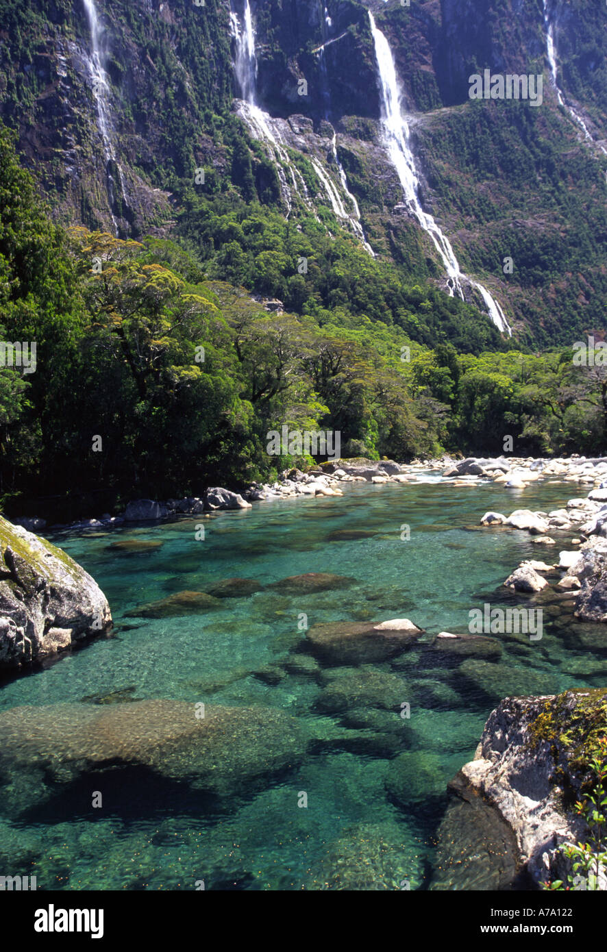 Cleddau River by Milford Road near Milford Sound Fiordland National ...