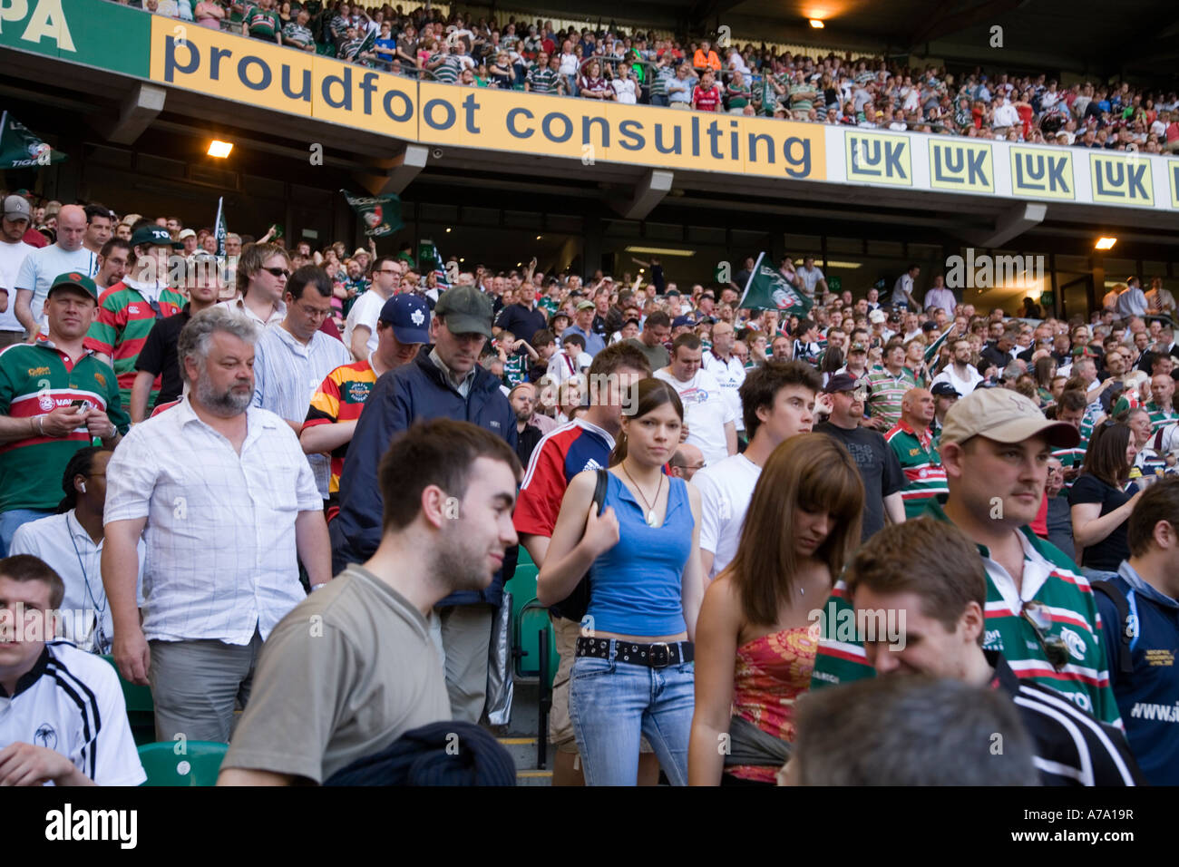 Rugby fans stand to leave at Twickenham RFU Stadium EDF Energy Cup ...