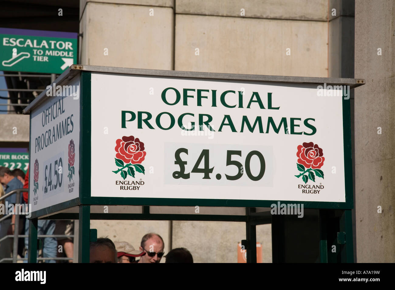 Programme kiosk at Twickenham RFU Stadium Stock Photo - Alamy
