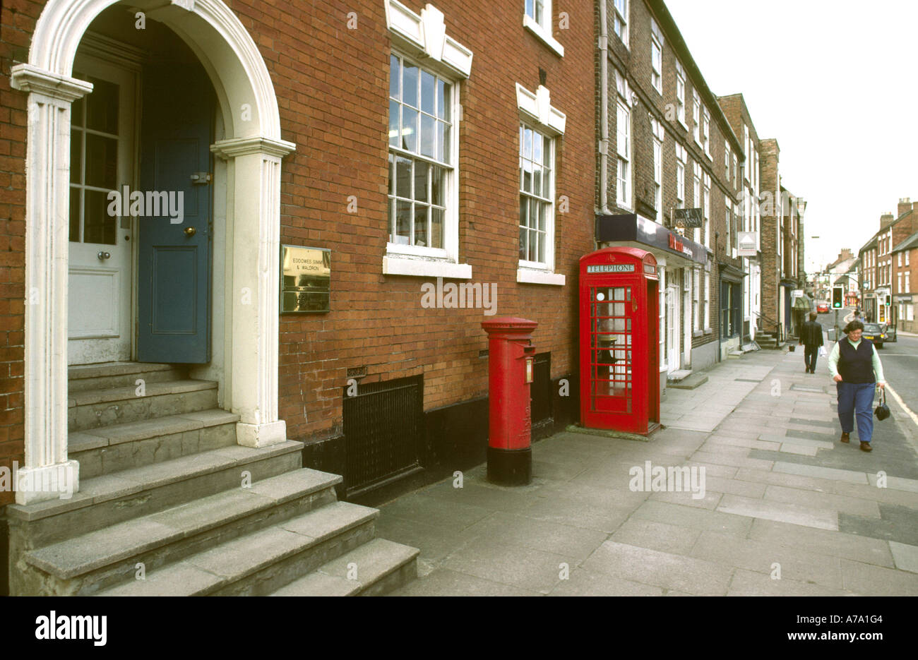 Derbyshire Ashbourne K6 Phone Box on high street Stock Photo - Alamy