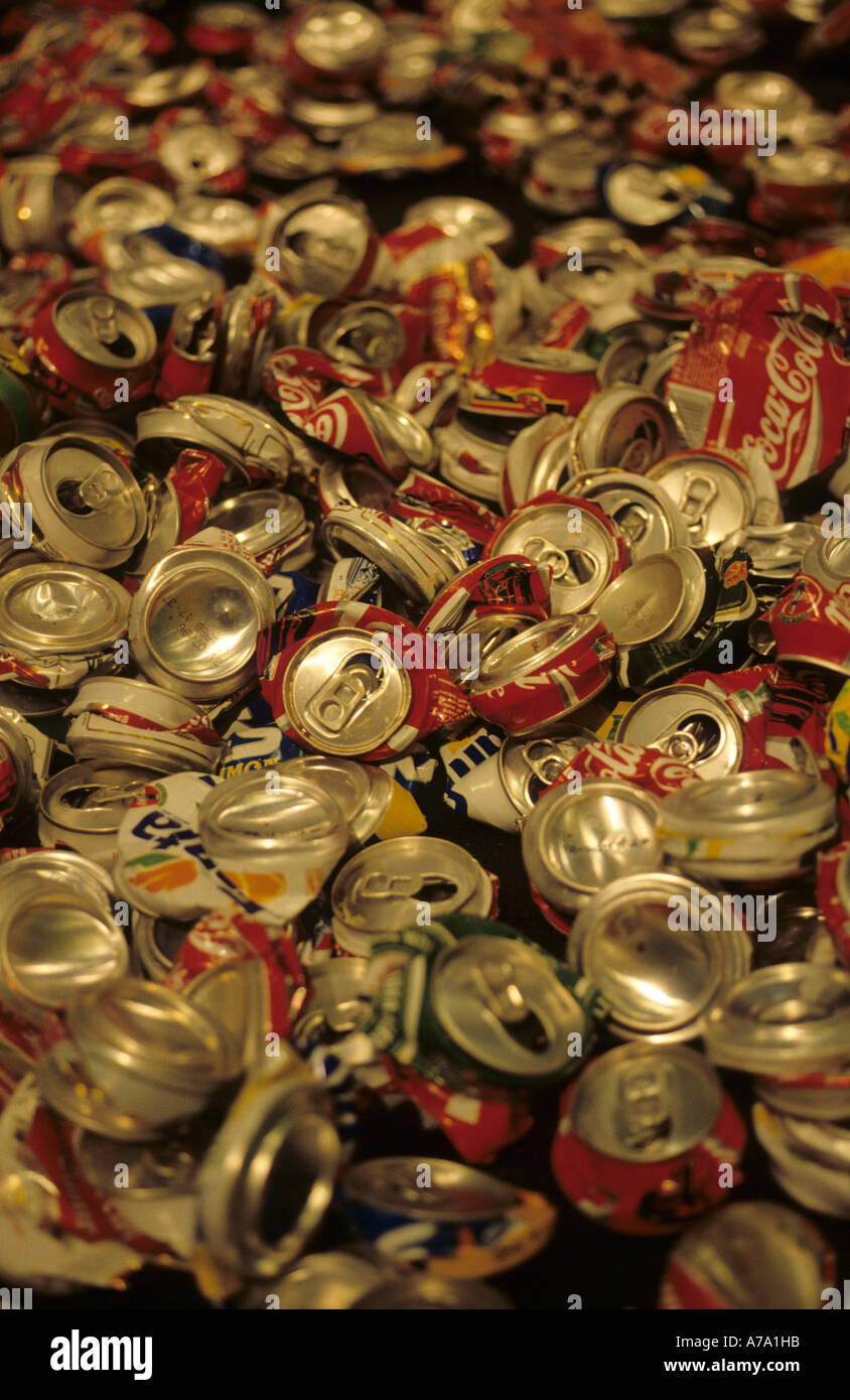 recycle cans compress Stock Photo - Alamy
