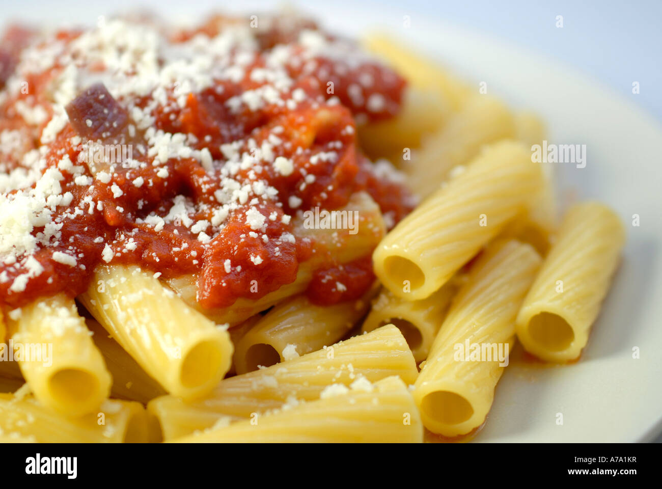 Maccheroni pasta with matriciana sauce Stock Photo - Alamy
