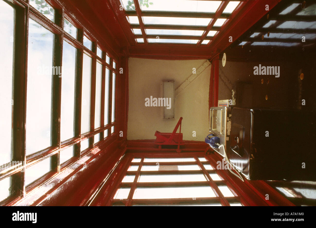 K6 phone box interior upward view Stock Photo - Alamy