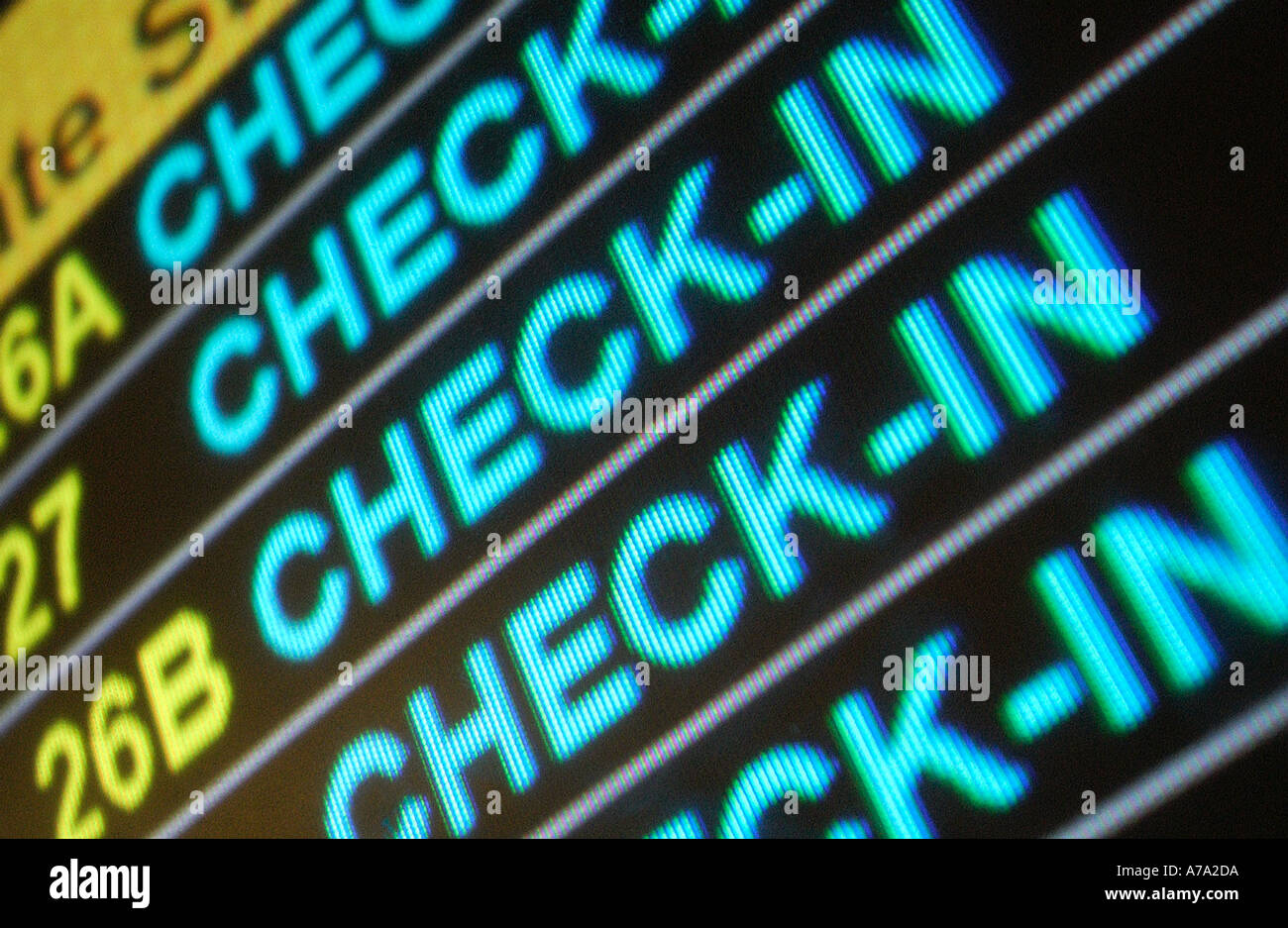 Airport flight check in display Stock Photo - Alamy