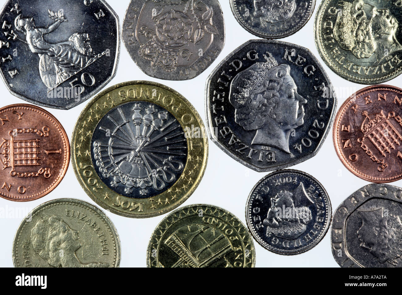 Coins on White Background Stock Photo - Alamy