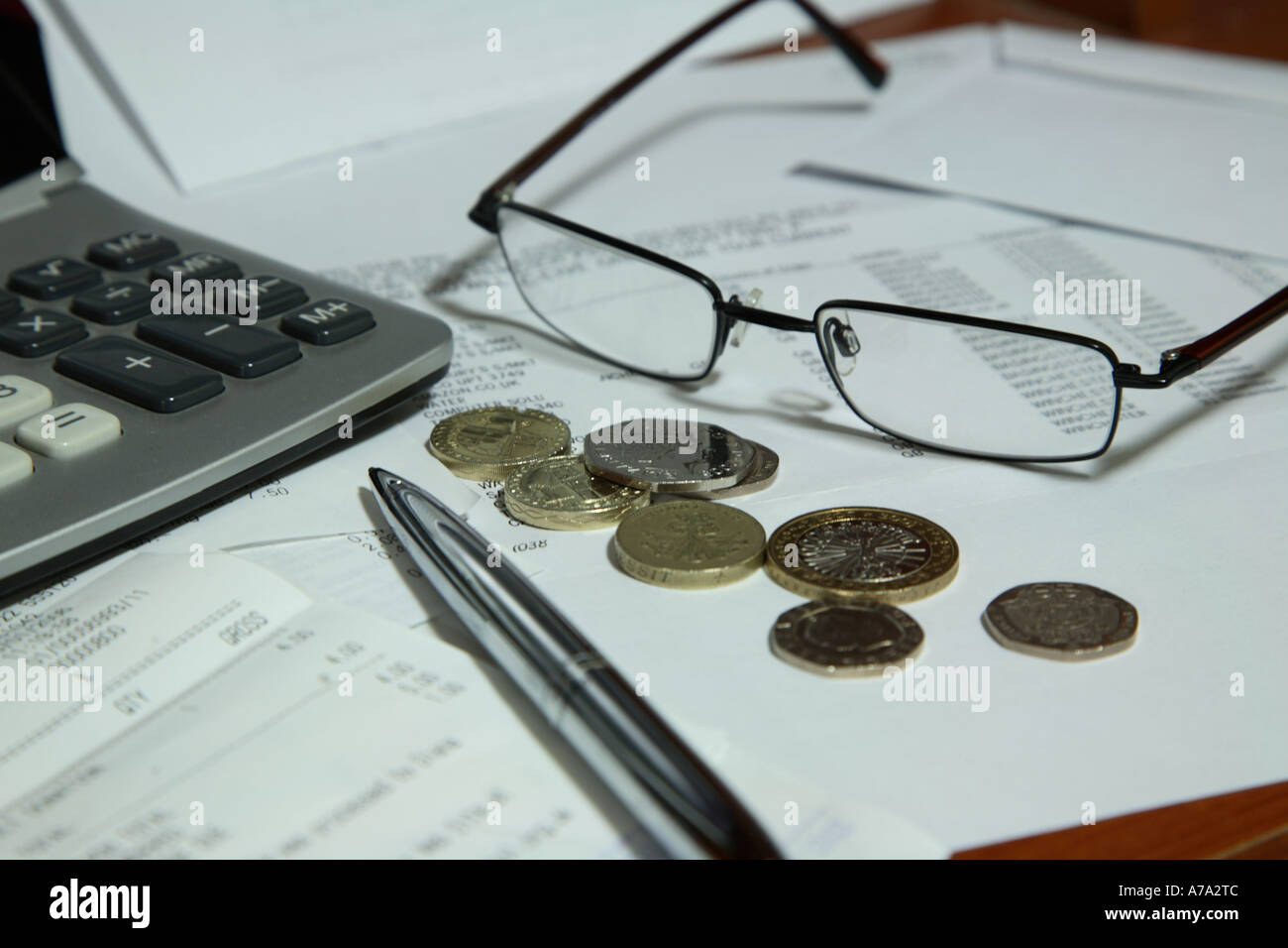 Financial matters with Bills, Receipts Stock Photo - Alamy