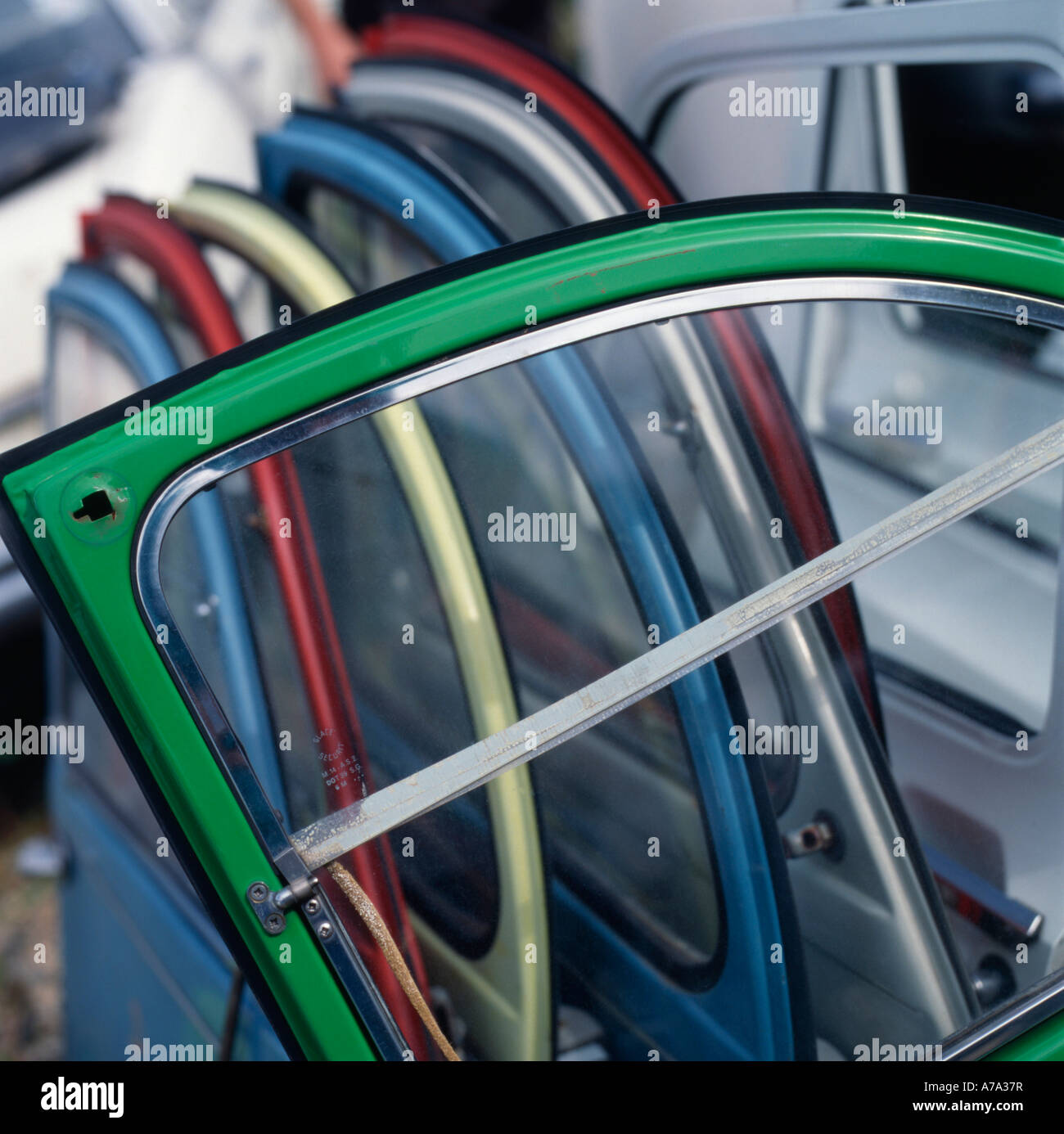 Car doors of the Citroen 2CV car, the legendary French vehicle Stock ...