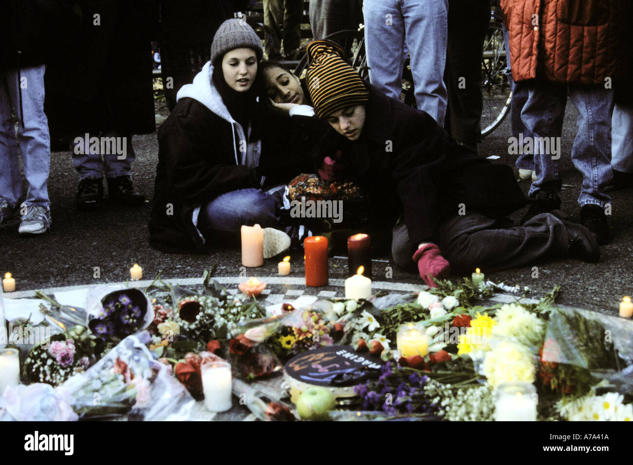 John Lennon Memorial Strawberry Fields Manhattan New York Stock Photo ...