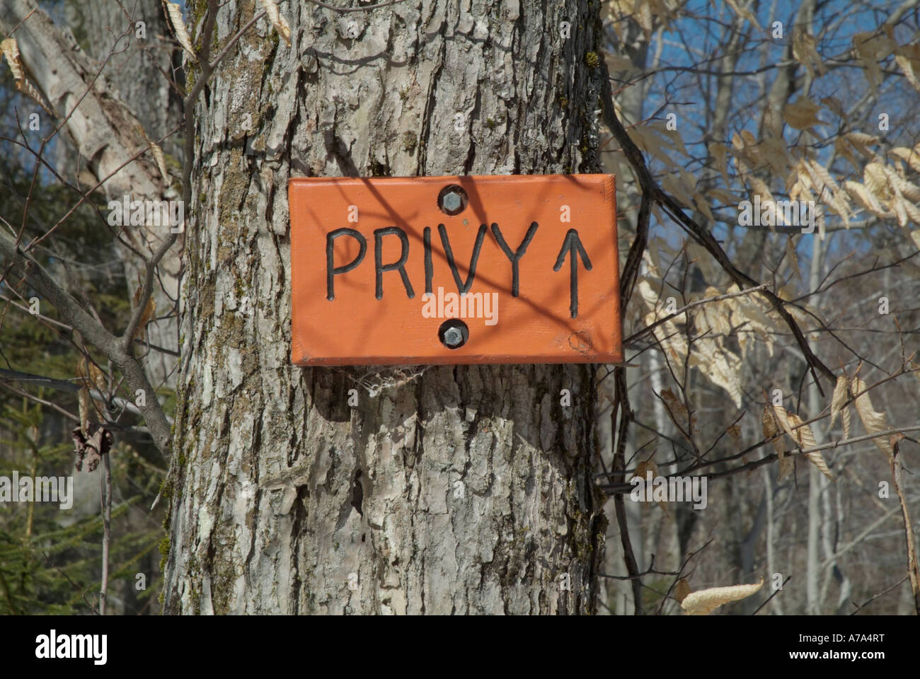 Appalachian Trail-Privy sign at Ore Hill Shelter in New Hampshire USA ...