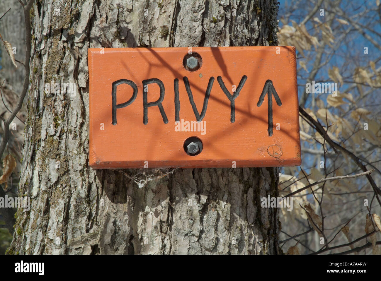 Appalachian Trail-Privy sign at Ore Hill Shelter in New Hampshire USA ...