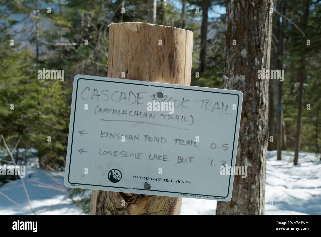 Appalachian Trail-Temporary Trail Sign on Cascade Brook Trail in the ...