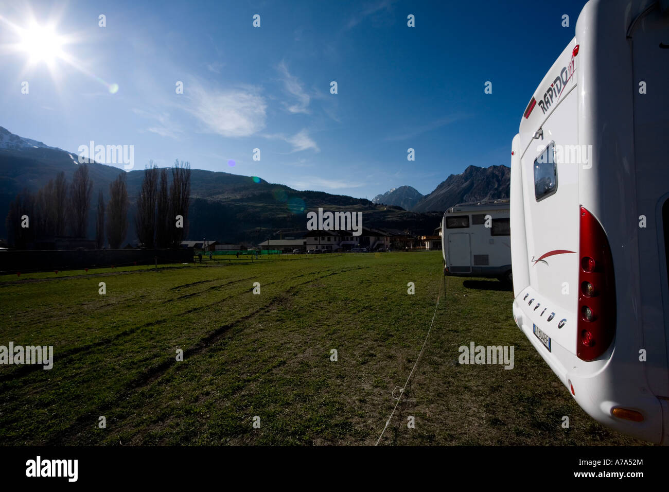 Alpine campsite, Bormio, Italy Stock Photo - Alamy