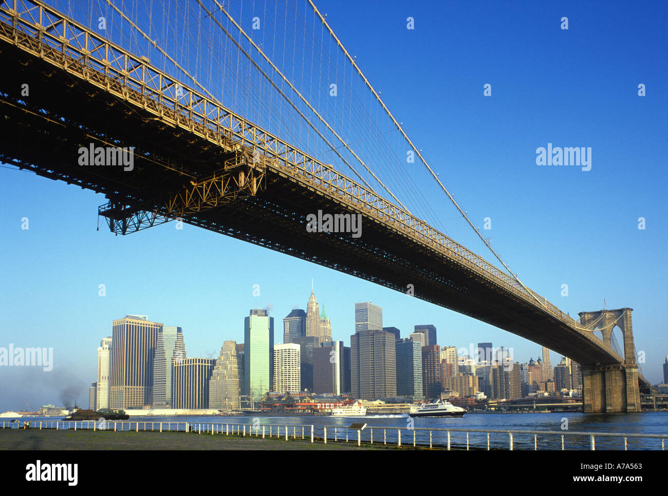 Brooklyn Bridge Lower Manhattan Skyline New York Stock Photo - Alamy