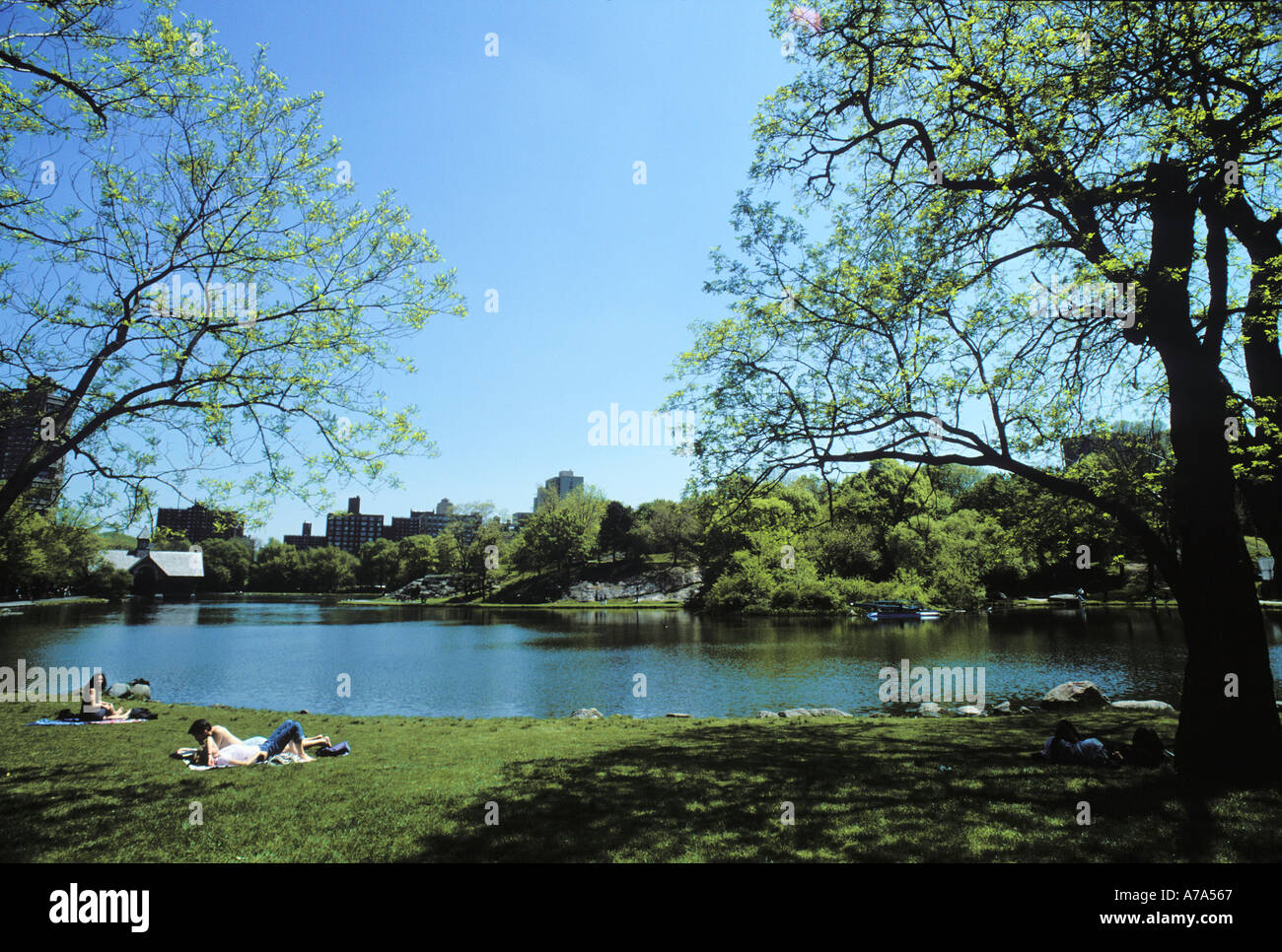 Harlem Meer Central Park Manhattan New York Stock Photo - Alamy