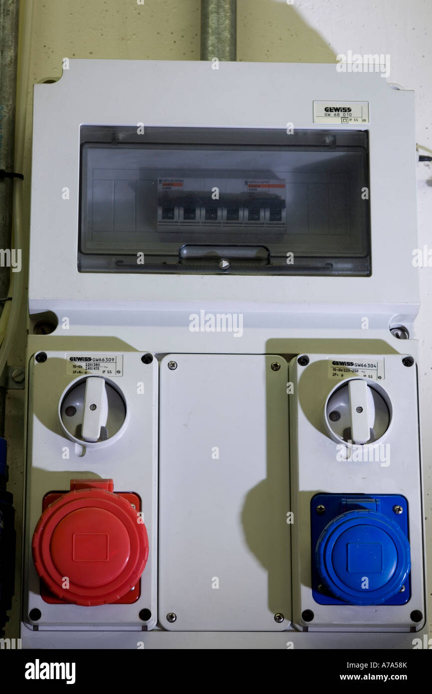 Electric industrial box with plugs Stock Photo - Alamy