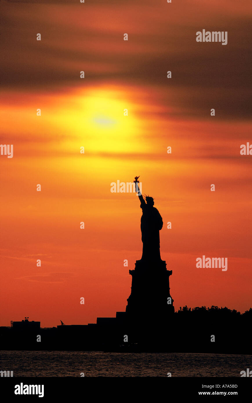 Statue of Liberty Sunset New York Stock Photo - Alamy