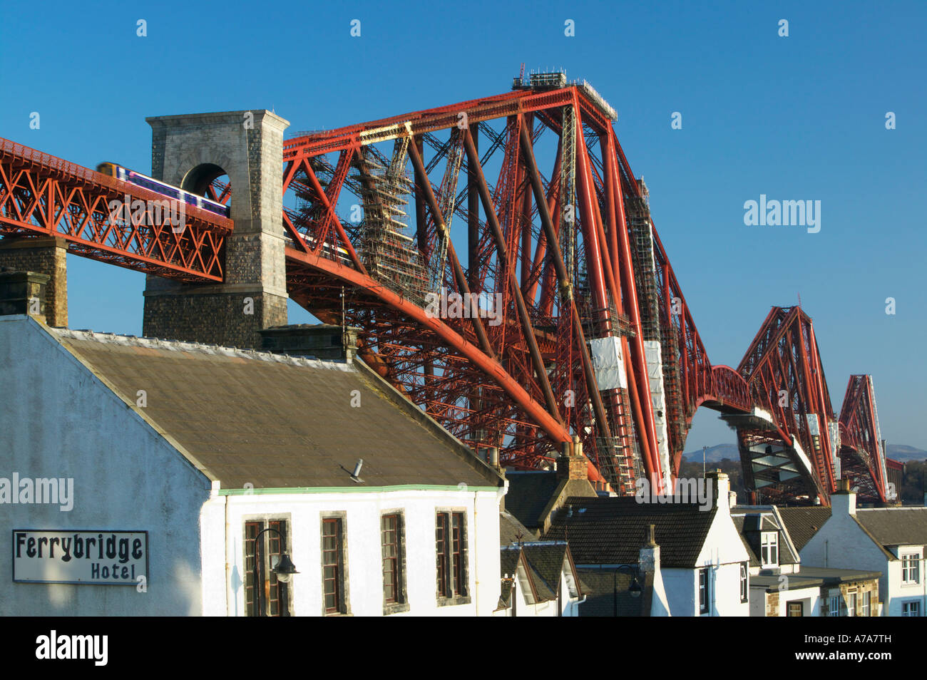 The Forth Rail Bridge and North Queensferry, Fife, Scotland, UK Stock ...