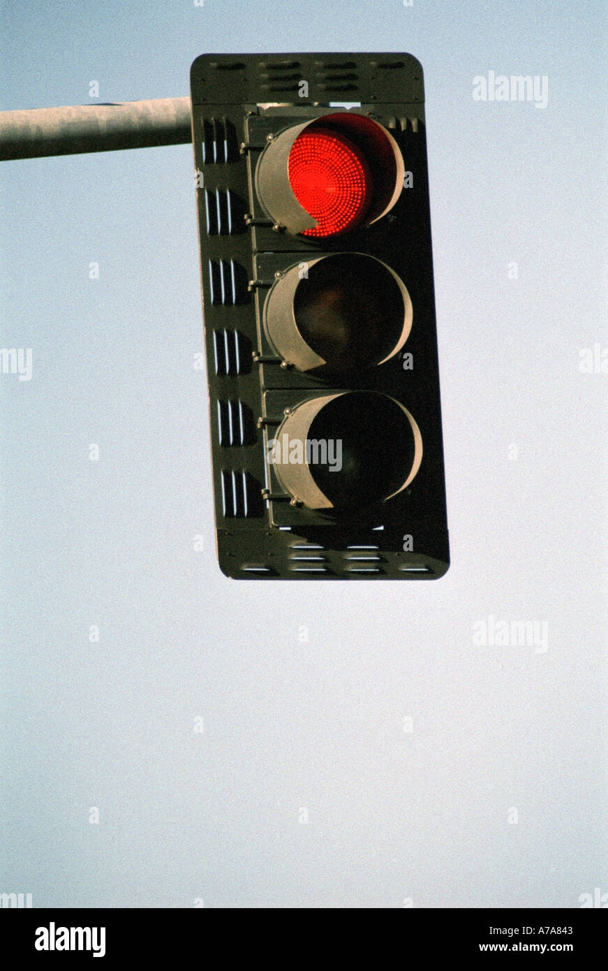 Red traffic light Cross Processed grainy Stock Photo - Alamy