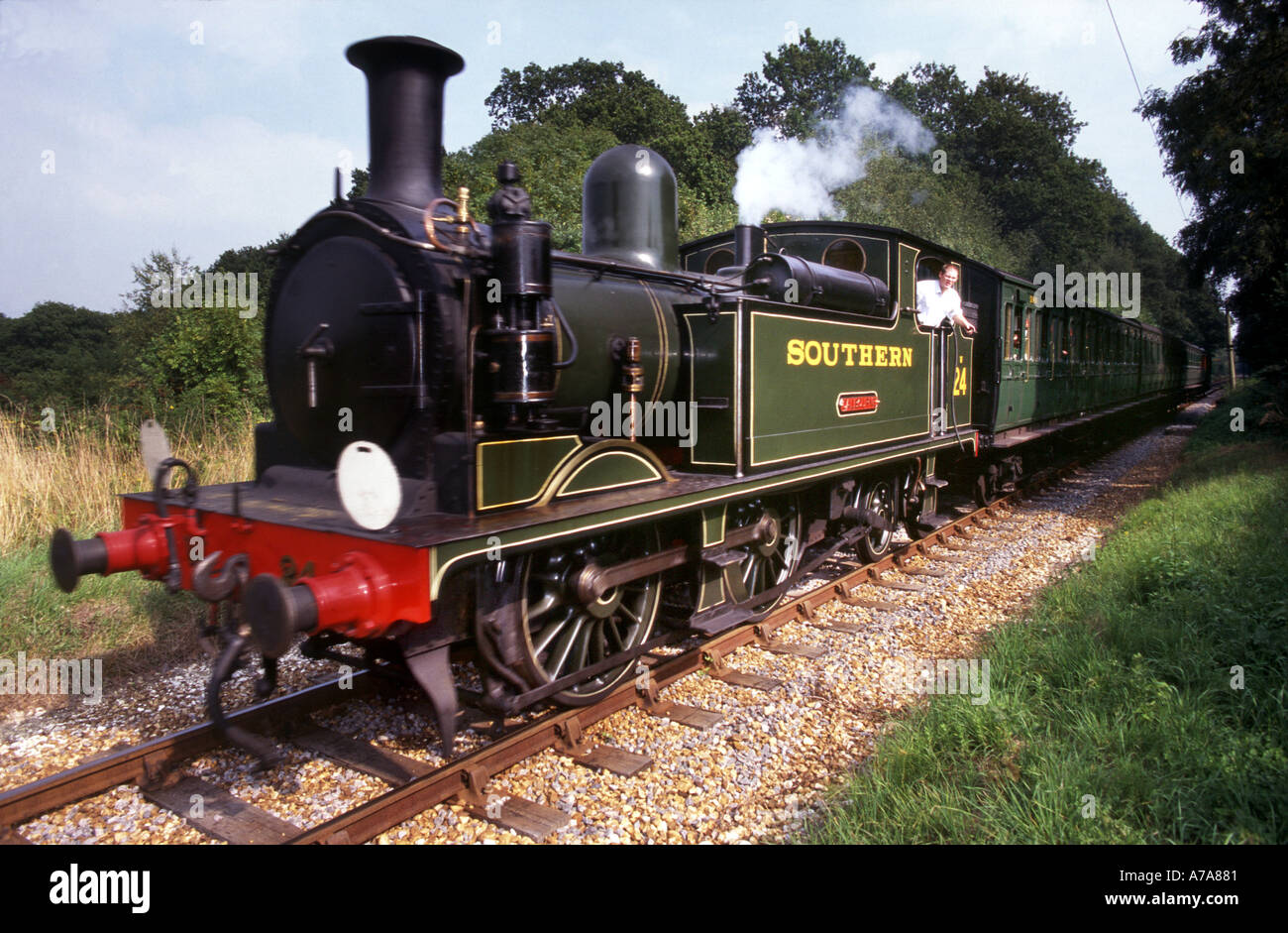 W, 11, action,shot,British,steam,engine,Calbourne,tank,Isle of Wight ...