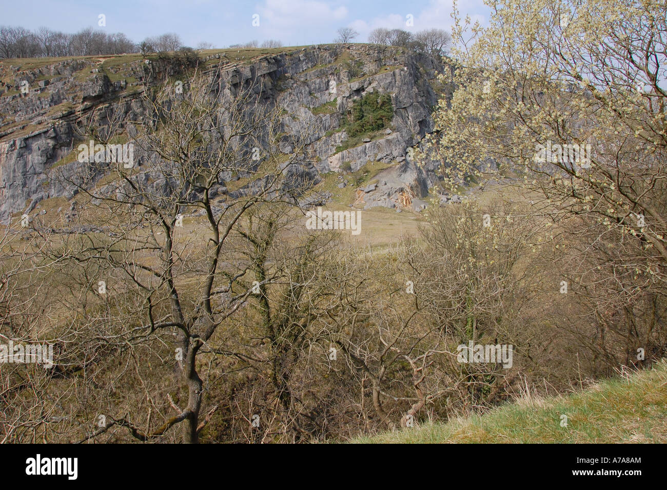 Old limestone quarry near Ingleton in the Yorkshire Dales, England ...