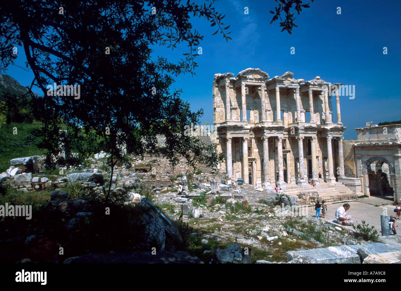 Asia Turkey Ephesus Antique Library Ephesos Stock Photo - Alamy