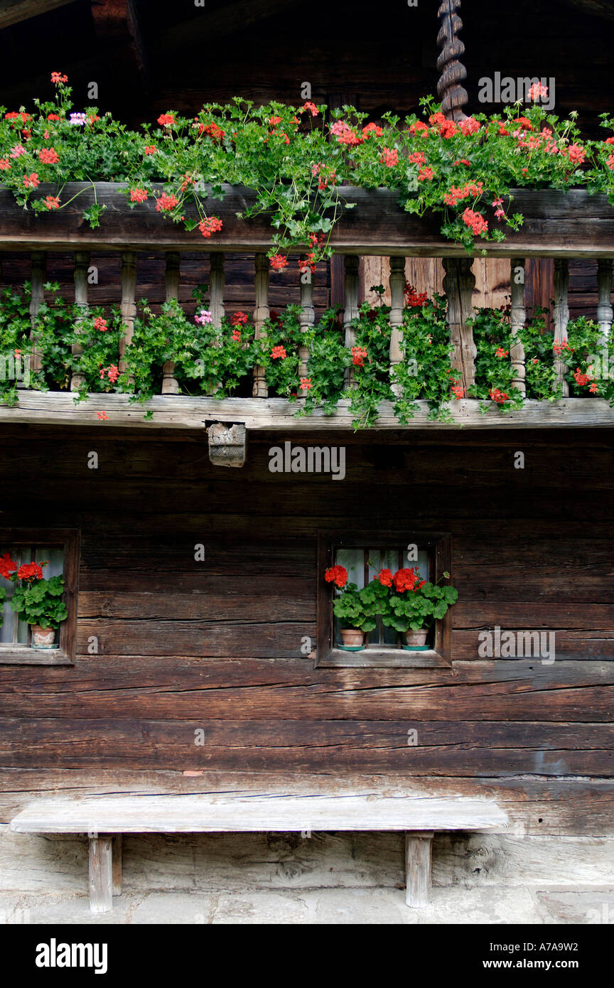 Balcony with flower decoration Stock Photo - Alamy