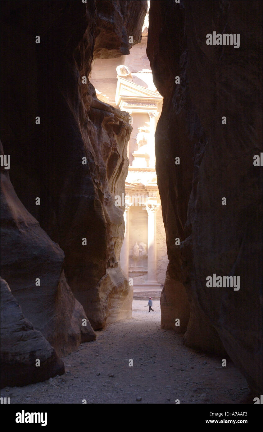 al khazneh, the treasury, seen through rocks Petra Jordan Stock Photo ...