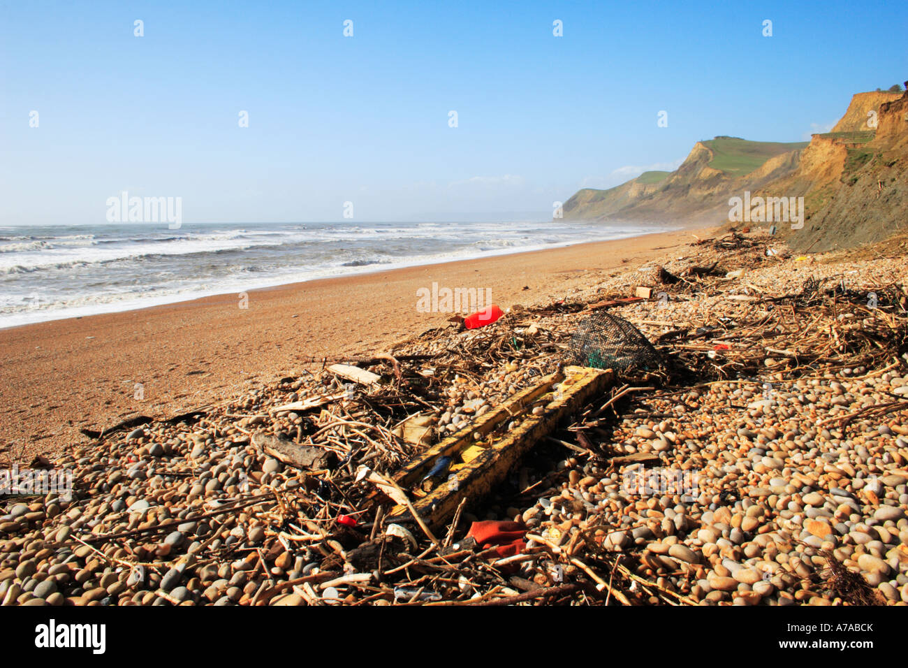 Flotsam and Jetsam on Eype beach, Dorset, England Stock Photo - Alamy