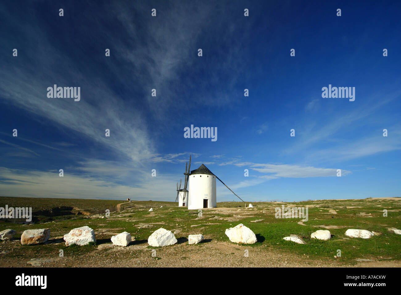 Typical windmills of La Mancha, Spain Stock Photo - Alamy