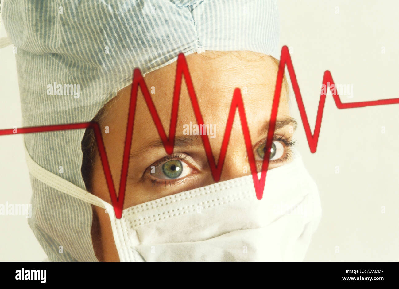 technician checking a projected heart beat on screen in a lab Stock ...