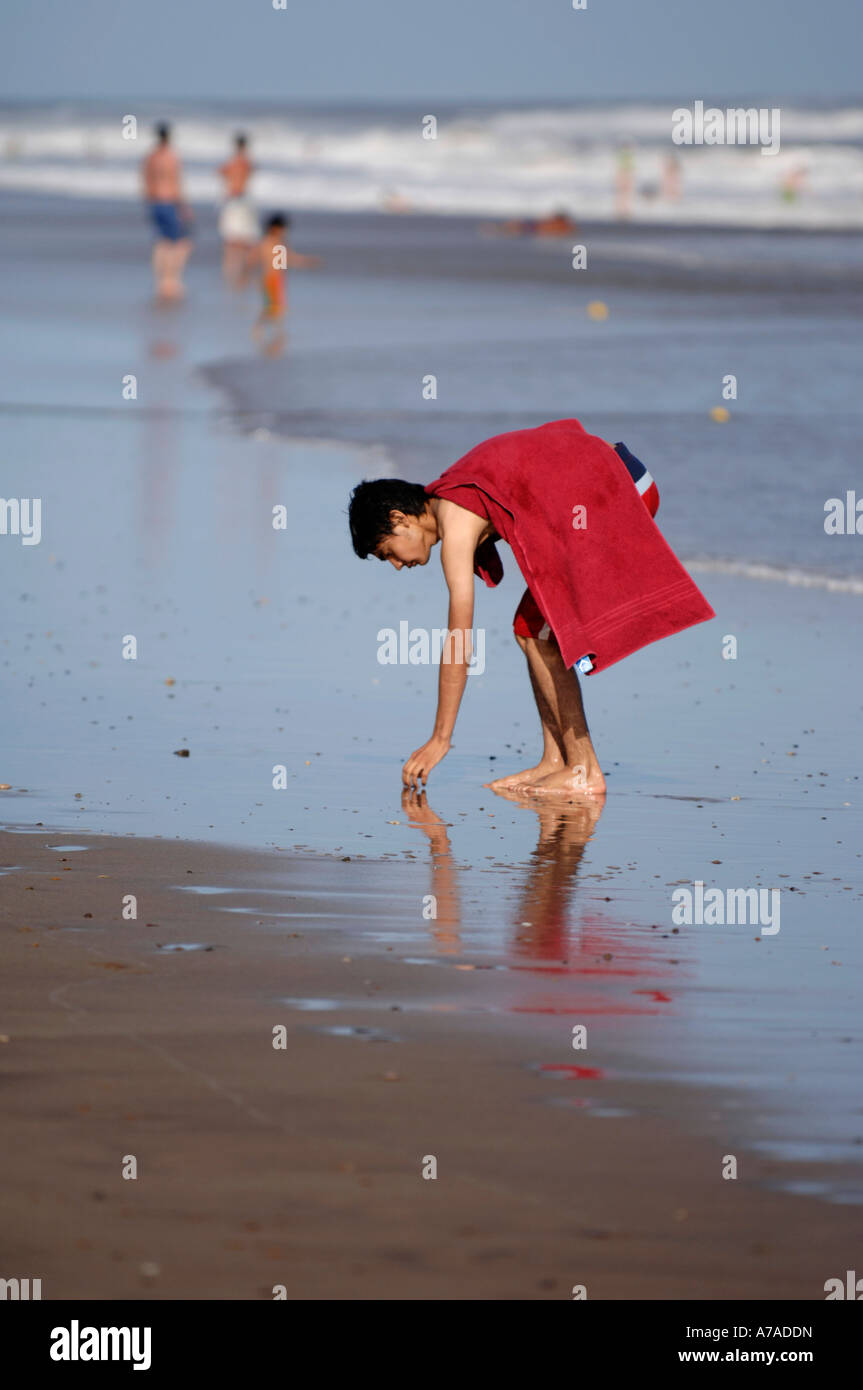 boy cleaning the beach Stock Photo - Alamy