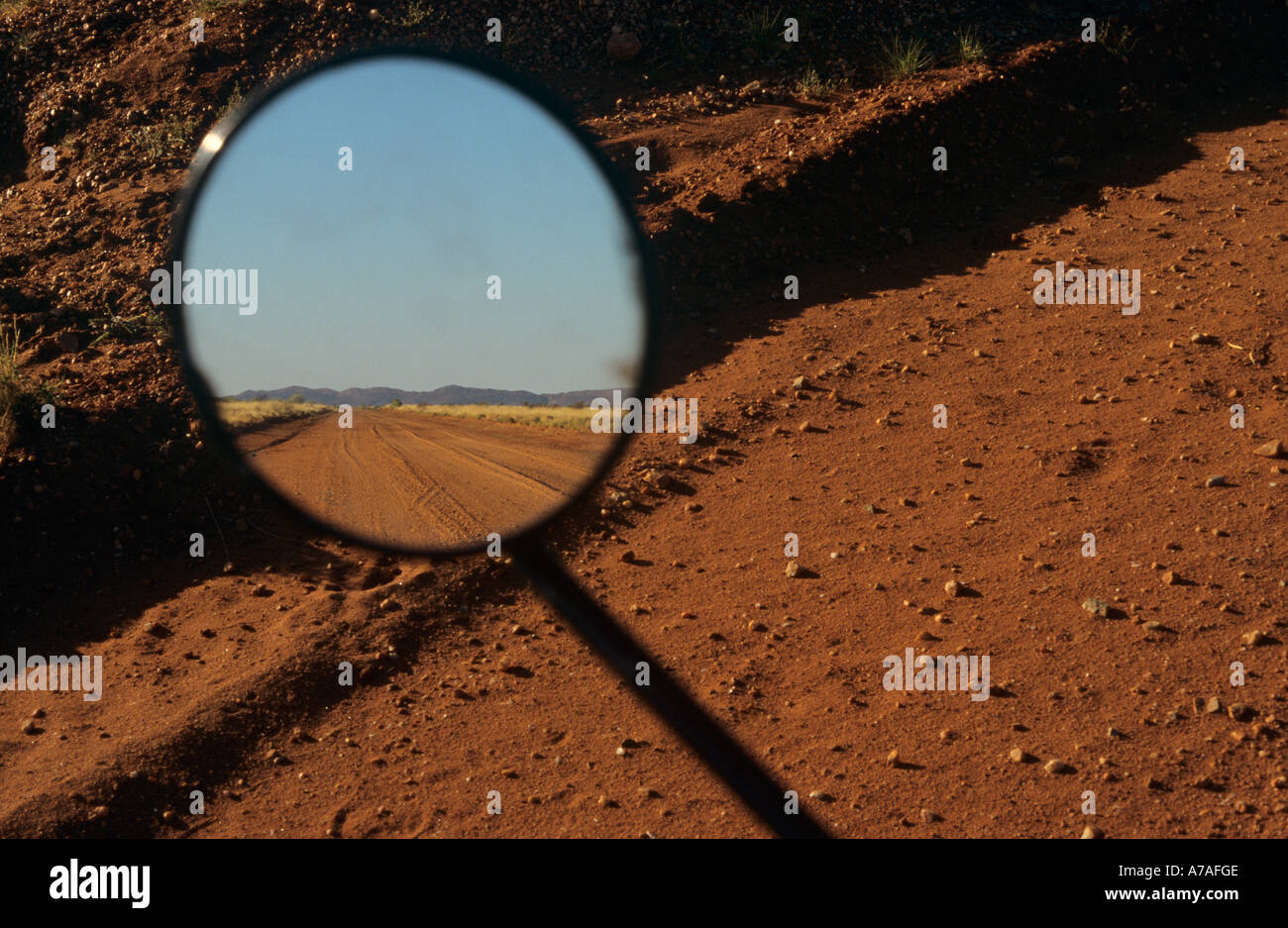 Outback in Western Australia looking at the rich red earth. The wing ...