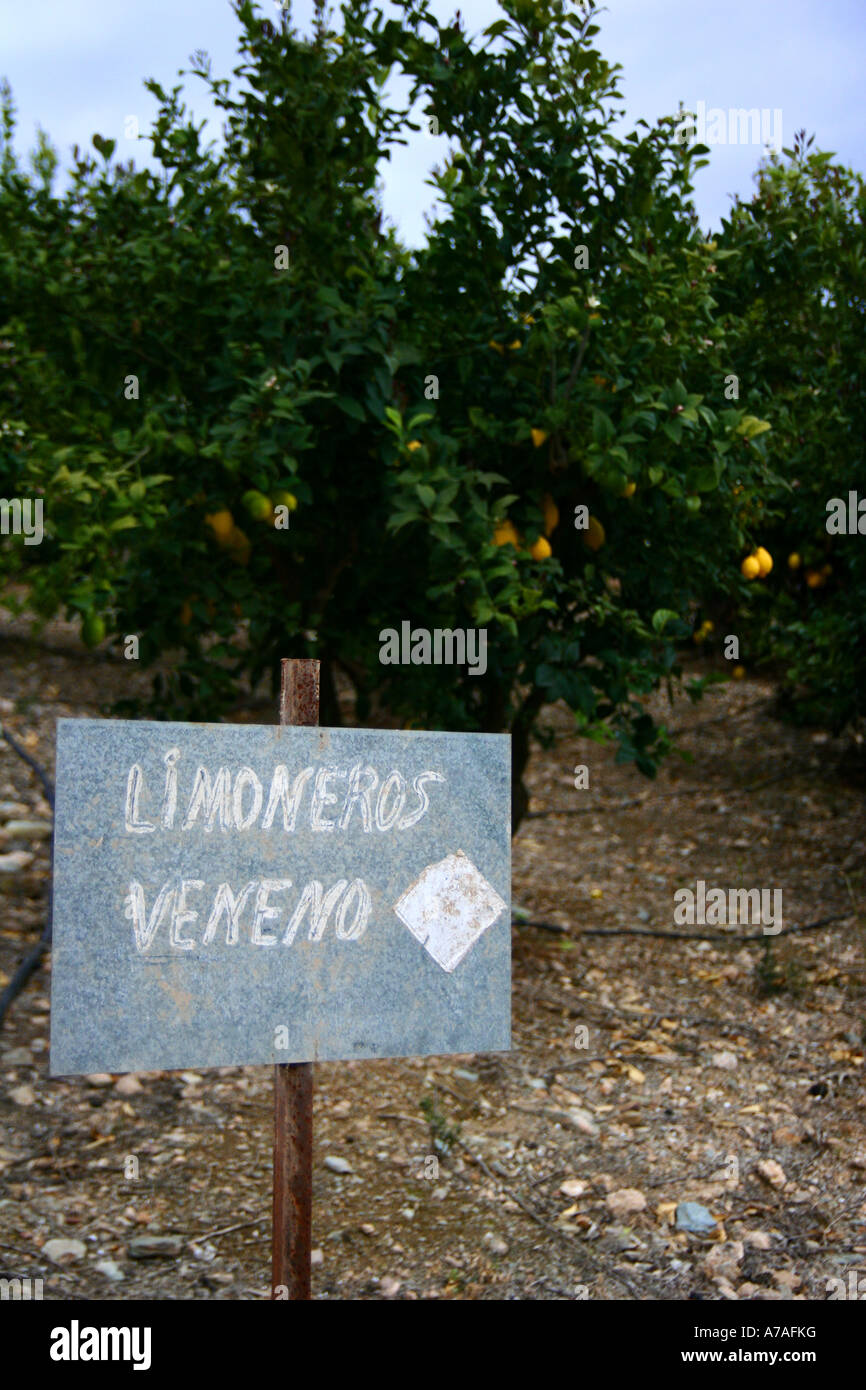Warning sign alerting about the presence of poisonous substances in a ...
