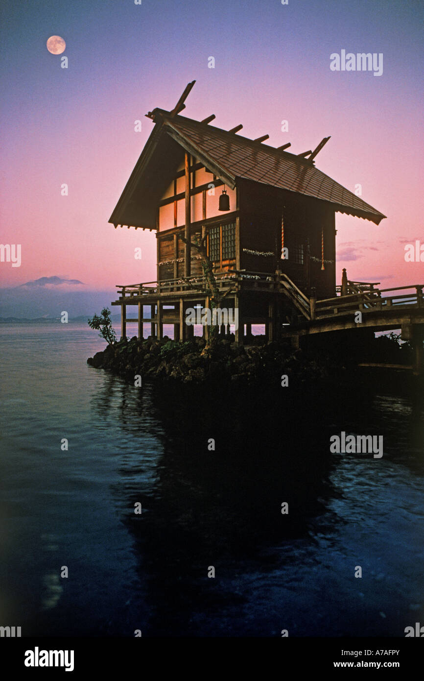 Traditional Japanese hut at Lake Tazawako in Akita Preficture under ...
